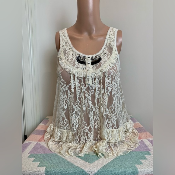 Altar'd State | Tops | Vintage Cream Lace Tank Top | Poshmark